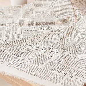 Vintage Newspaper Fabric Cotton Linen Fabric Retro English Newspaper ...