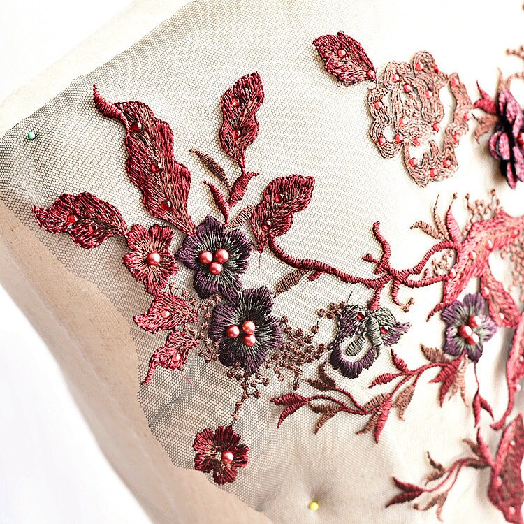 Beaded Applique Rhinestone Pearl Beaded Lace Floral Applique - Etsy