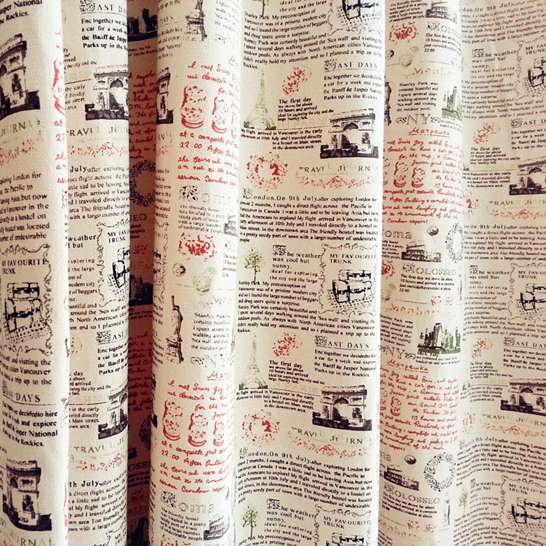 Vintage Newspaper Fabric Cotton Linen Fabric Vintage Paris Linen Fabric ...