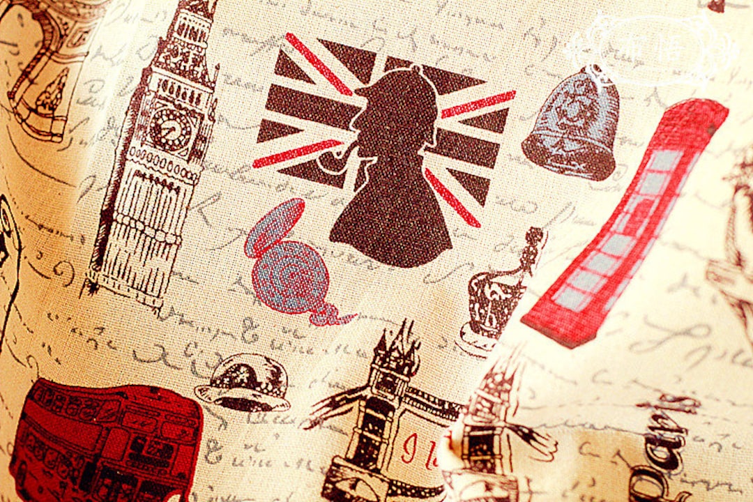 Cotton Linen Fabric Vintage British London Style Home Decor Curtain ...