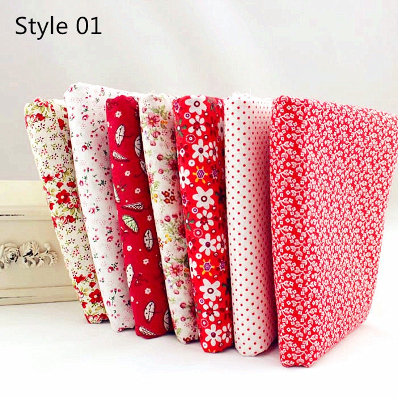 Red Collection Fabric Red Bundle Fabric Flower Stripe Plaid Cotton ...