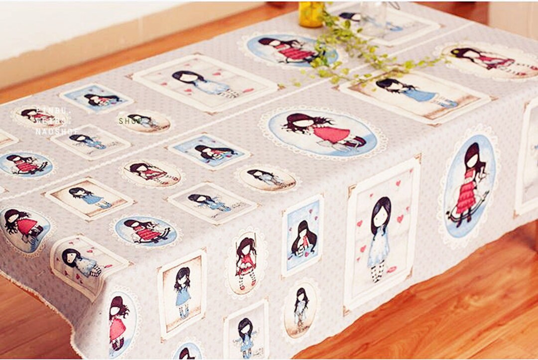 Cotton Linen Fabric Cartoon Illustration Cute Girls Fabric for Pillow ...