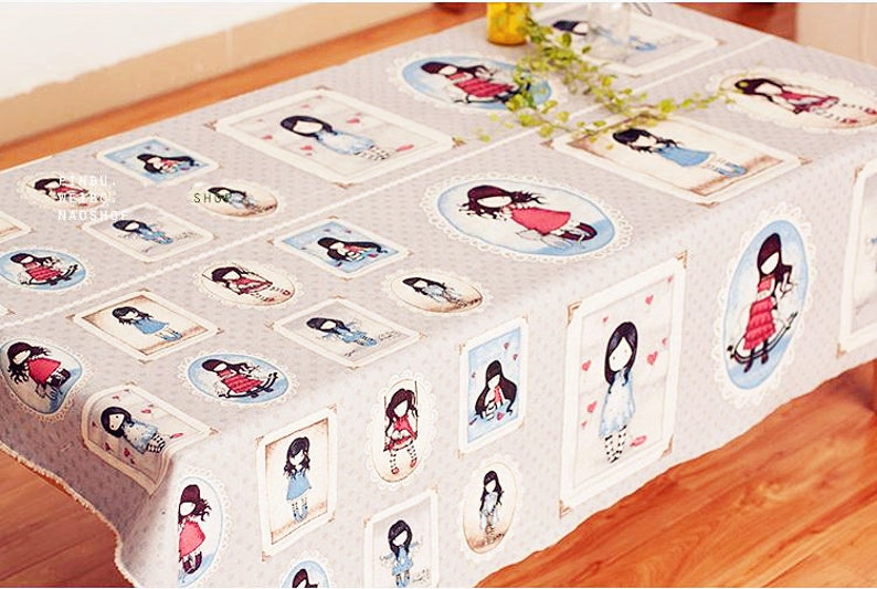 Cotton Linen Fabric Cartoon Illustration Cute Girls Fabric for - Etsy