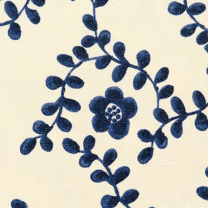 Chinese Style Cotton Linen Fabric Blue and White Porcelain Flower ...