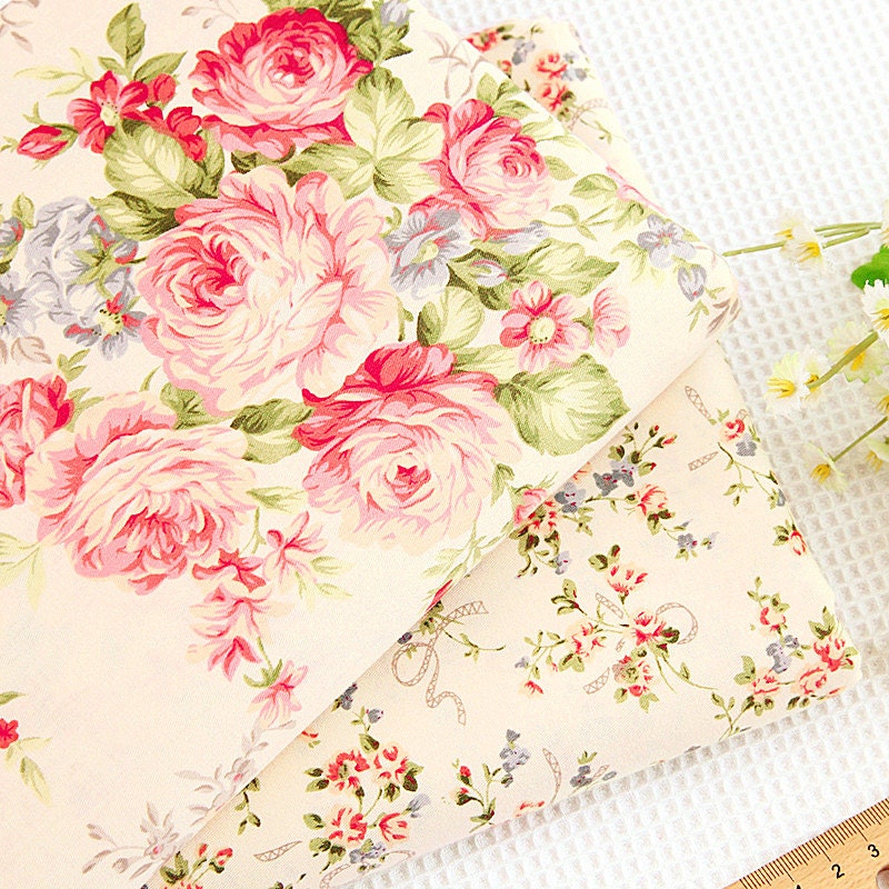 Vintage Rose Floral Cotton Fabric Shabby Chic Large Rose | Etsy Vintage Rose Floral Cotton Fabric Shabby Chic Large Rose | Etsy