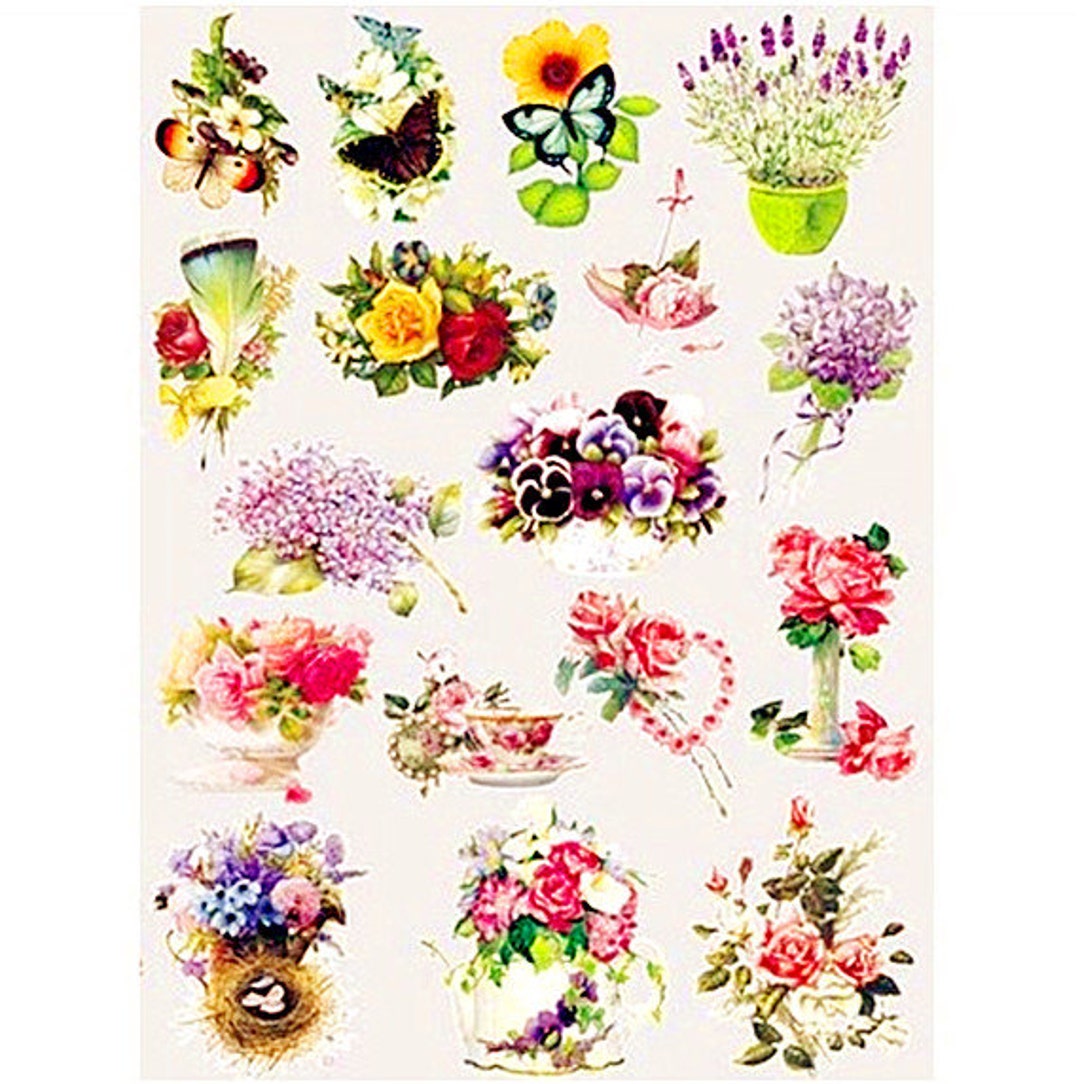 Spring Flowers Collection Offset Printing Iron on Transfer Hot Flocking ...