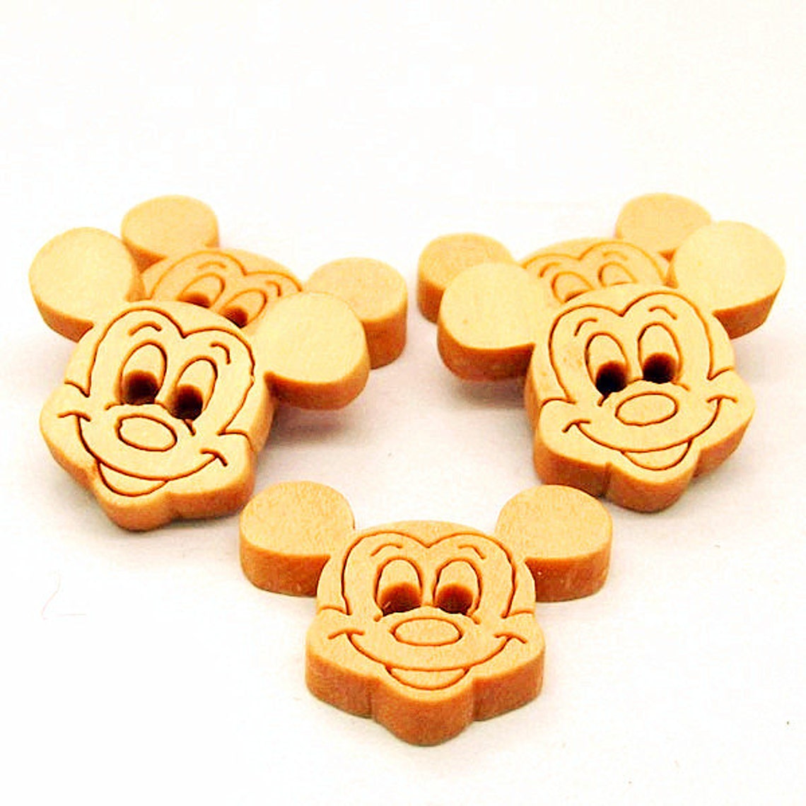 20pcs Wood Buttons Natural Mickey Mouse Buttons Wooden Sewing - Etsy