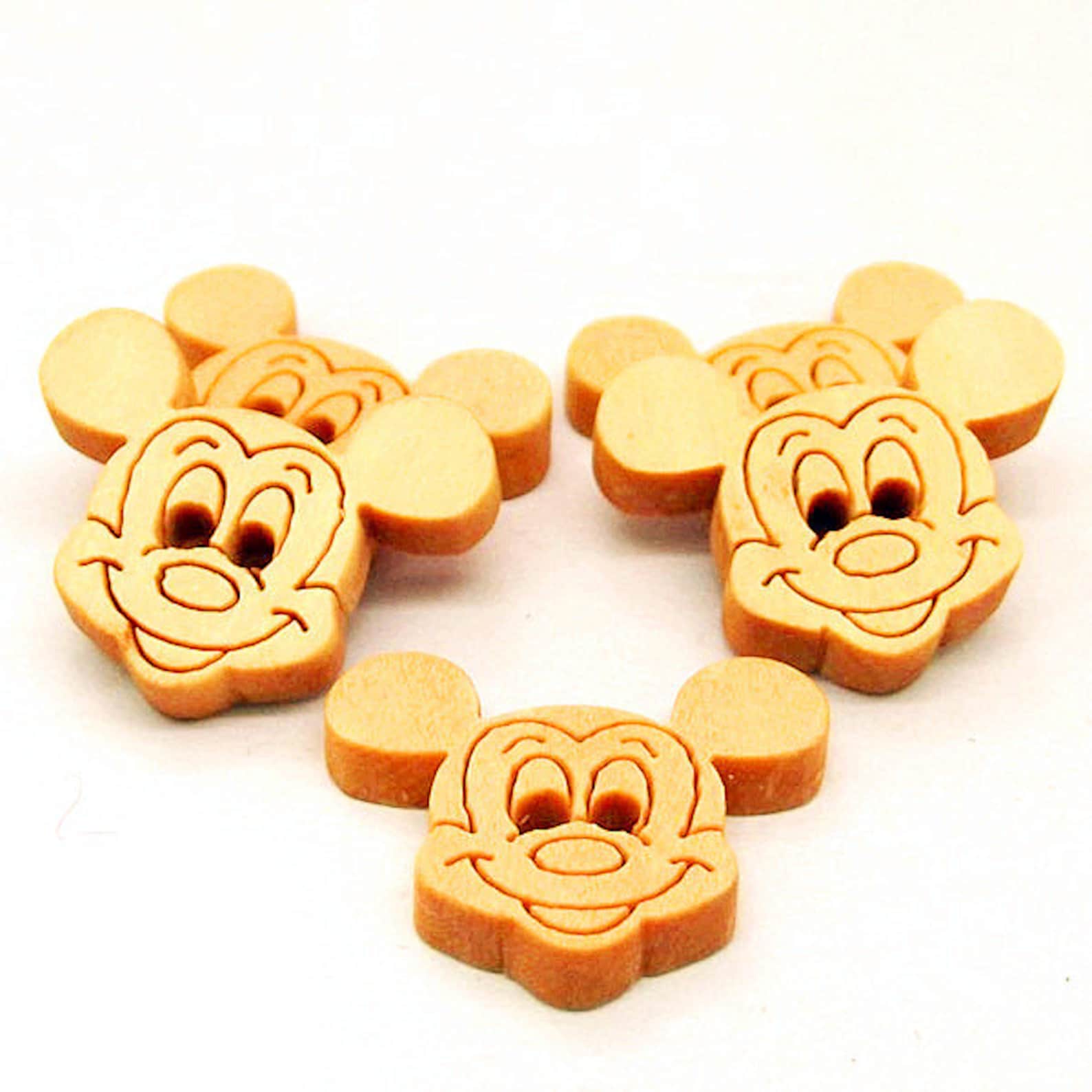 20pcs Wood Buttons Natural Mickey Mouse Buttons Wooden Sewing - Etsy