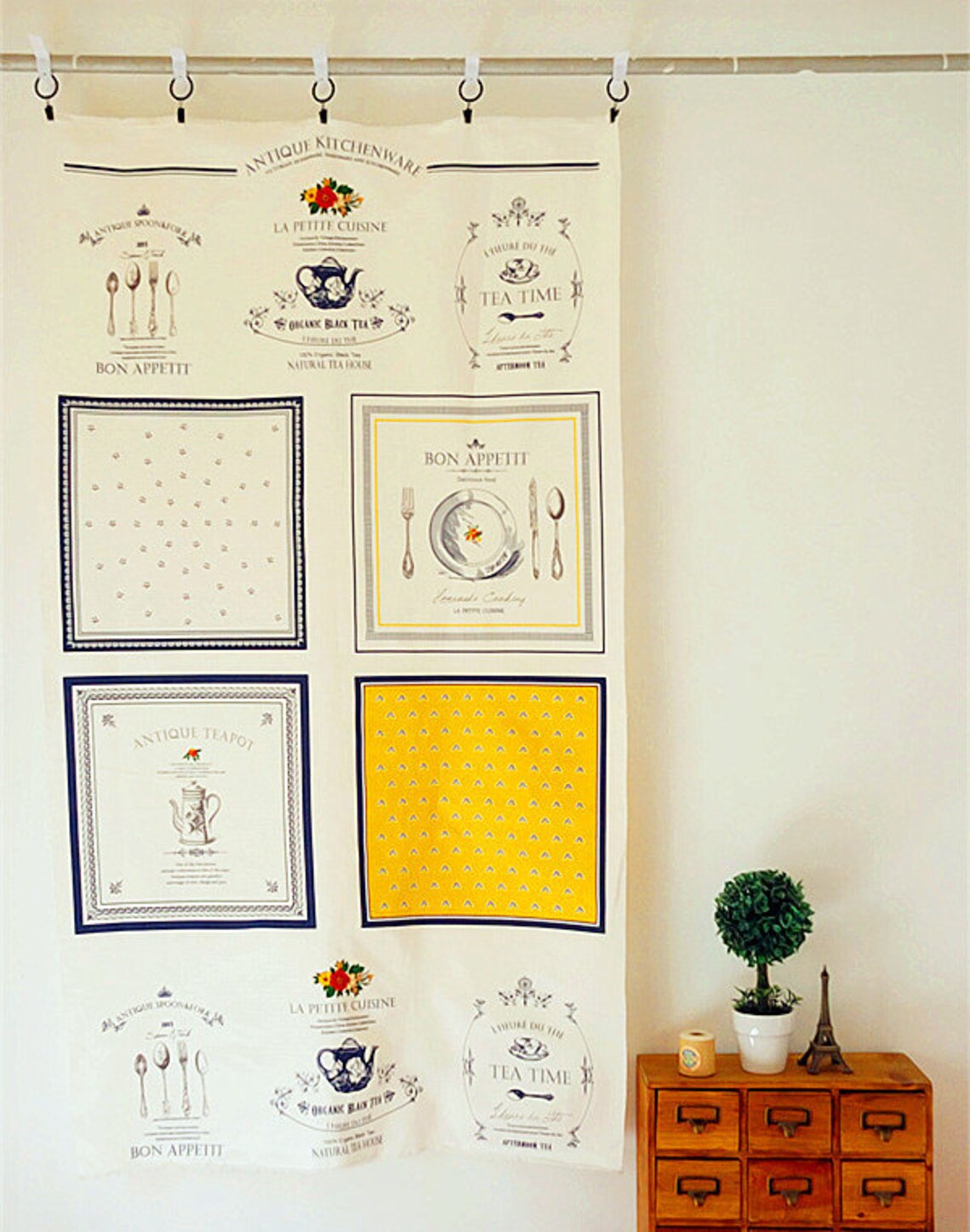 Kitchen Collection Linen Cotton Fabric Retro Kitchenware | Etsy