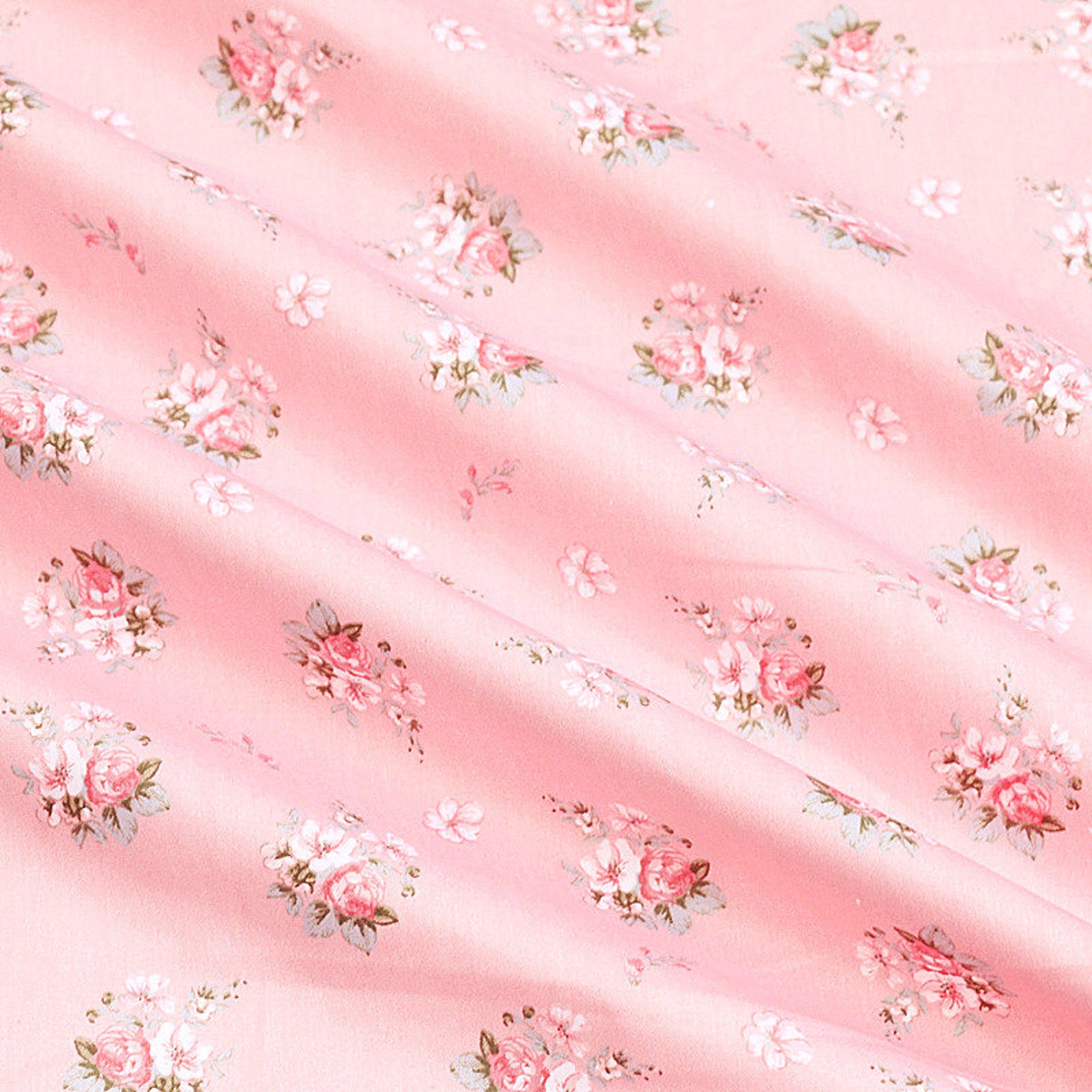 Large Flower Cotton Fabric, Pink Rose Florals Cotton Fabric for Baby ...