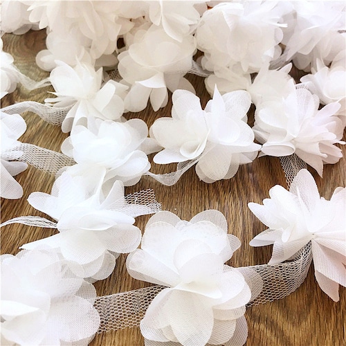 Chiffon Flower Lace Trim Ribbon Trim White Chiffon Florals - Etsy