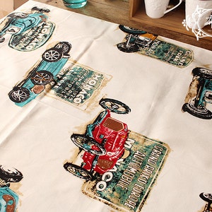 Retro Cars Cotton Fabric Vintage Cars and Trucks Fabric for Home Decor ...