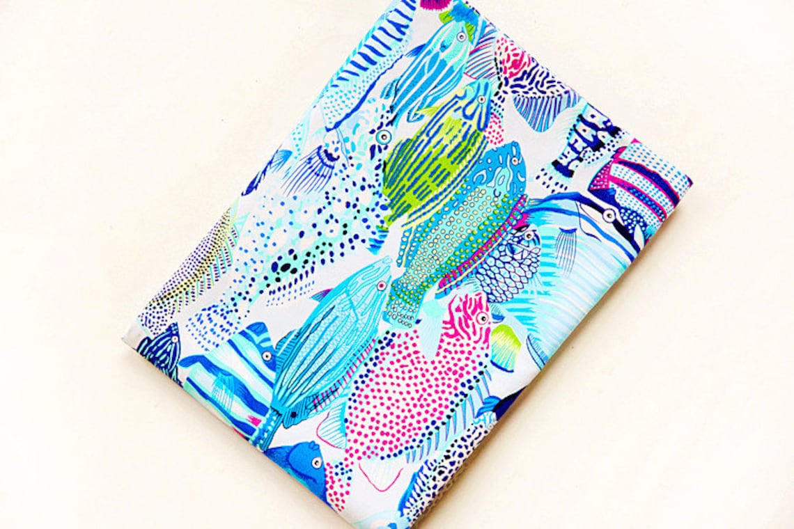 Color Fish Cotton Fabric Blue Ocean Beach Style Tropics Shabby | Etsy