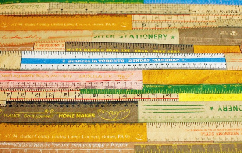 Vintage Linen Cotton Fabric Sewing Rulers Pattern Shabby Chic - Etsy