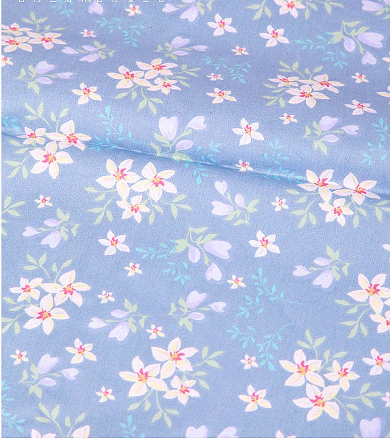 Pure Cotton Fabric White Flower Fabric Shabby Chic Floral on | Etsy