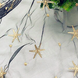 1 Yard Star Lace Fabric Embroidered Stars on White Black Lace for ...