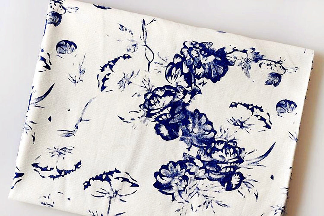 Water Lily Fabric Chinese Ink and Wash Painting Large Lotus Cotton ...