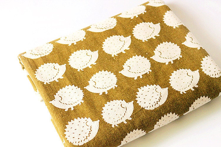 Animal Fabric Cotton Linen Fabric Cute Hedgehog Kids Children | Etsy