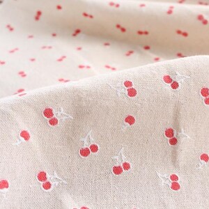 Red Cherry Fabric Nature Cotton Linen Fabric Shabby Chic Fabric Pillow ...