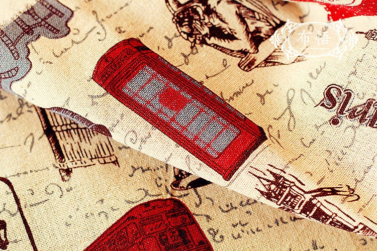 Cotton Linen Fabric Vintage British London Style Home Decor | Etsy