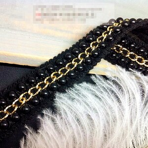 1 Yard Pearl Beaded Trim Metal Chain Trim Gold Tone Chain Lace Trim ...