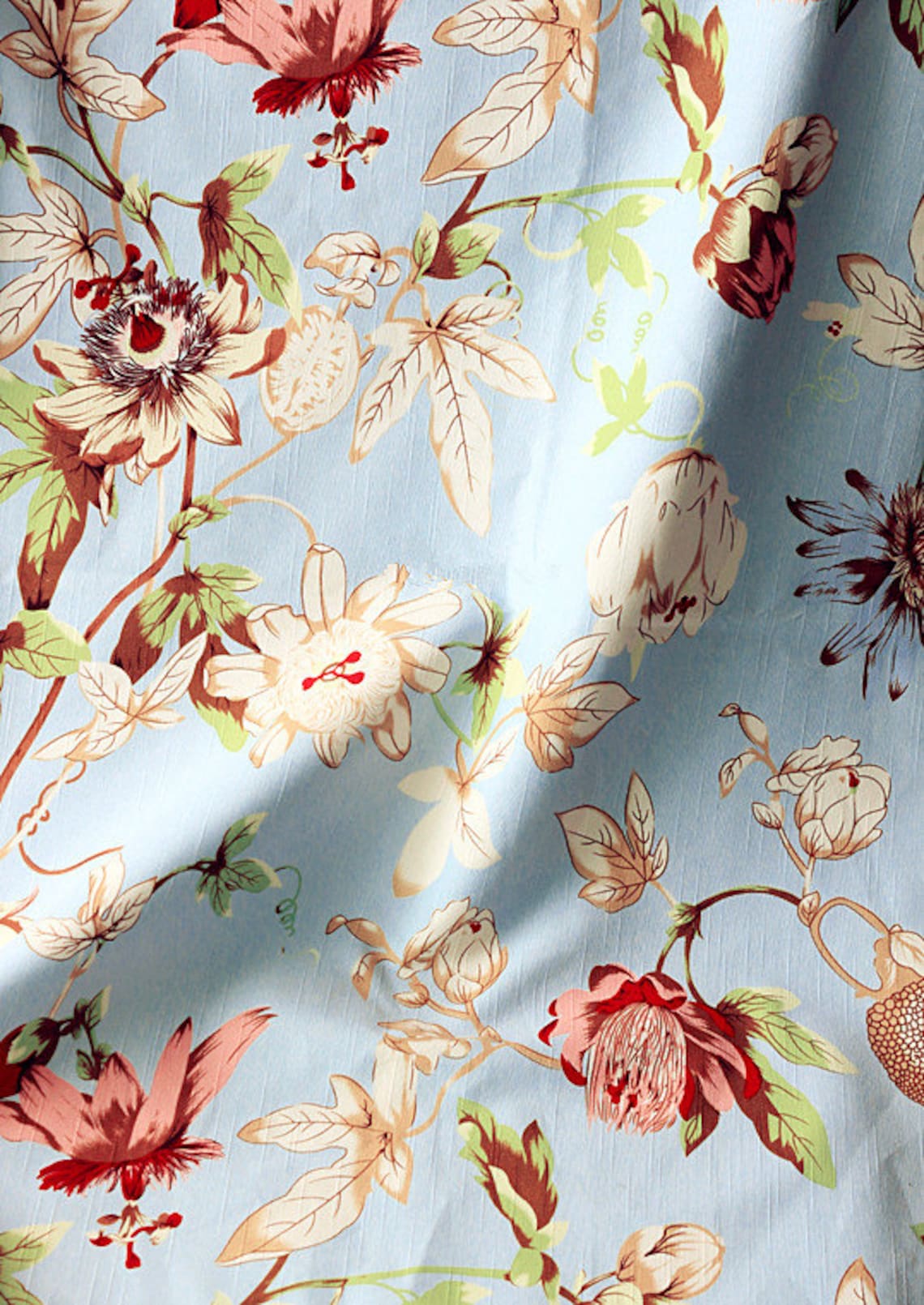 Red Flower Fabric Cotton Linen Fabric Shabby Chic Rose Floral - Etsy