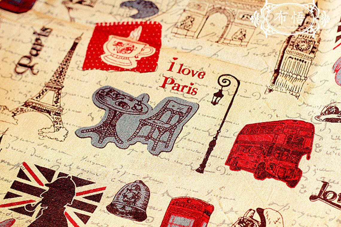 Cotton Linen Fabric Vintage British London Style Home Decor | Etsy