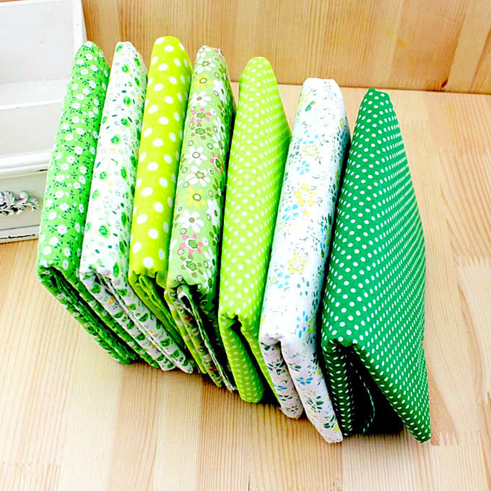 Spring Green Fabric Green Bundle Flowers Fabric Cotton Fabric | Etsy