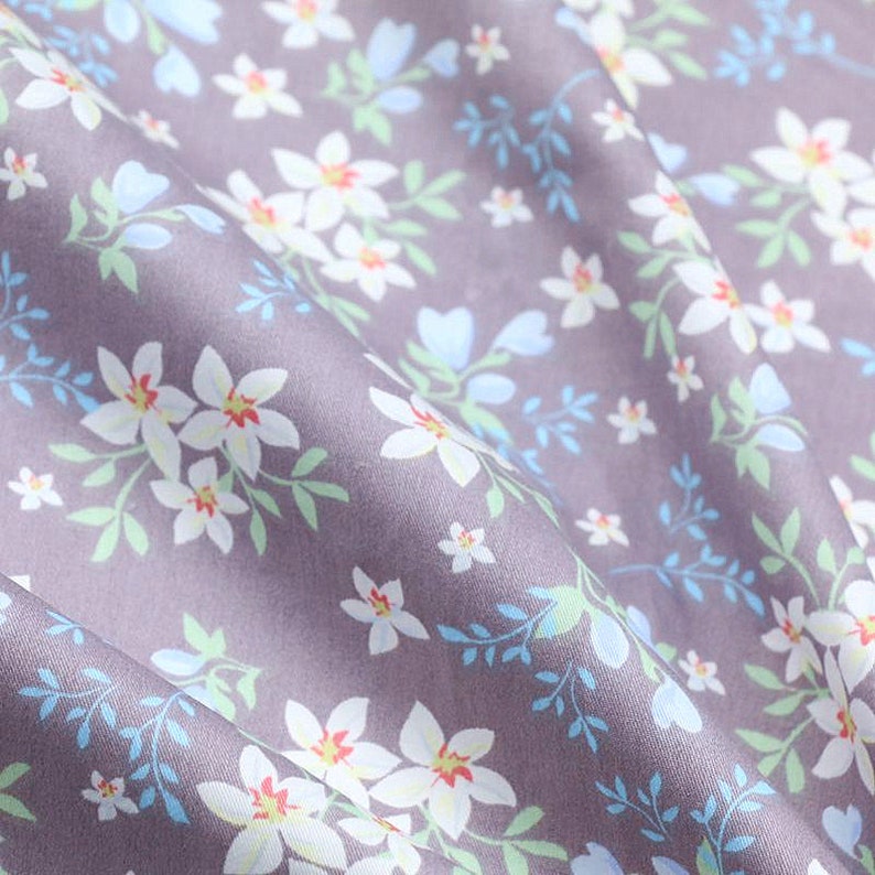 Pure Cotton Fabric White Flower Fabric Shabby Chic Floral on | Etsy
