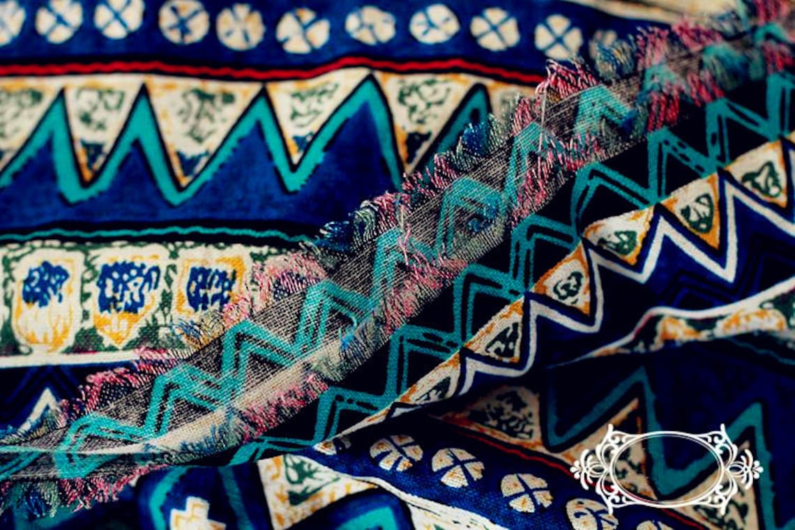 Vintage Bohemian BOHO Style Linen Cotton Fabric Colorful - Etsy