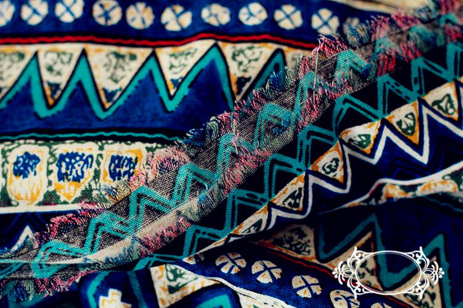 Vintage Bohemian BOHO Style Linen Cotton Fabric Colorful | Etsy