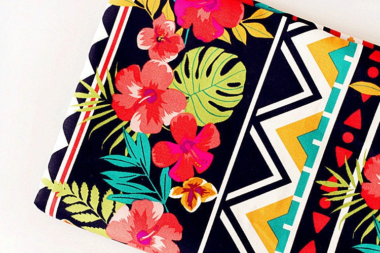 Bohemian Style Florals Cotton Fabric Colorful Flowers Shabby | Etsy