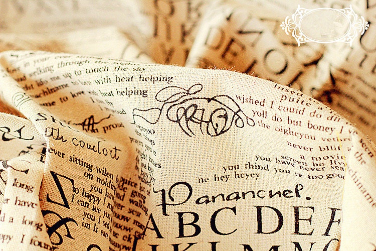 Retro Newspaper Fabric Linen Cotton Fabric Vintage English | Etsy