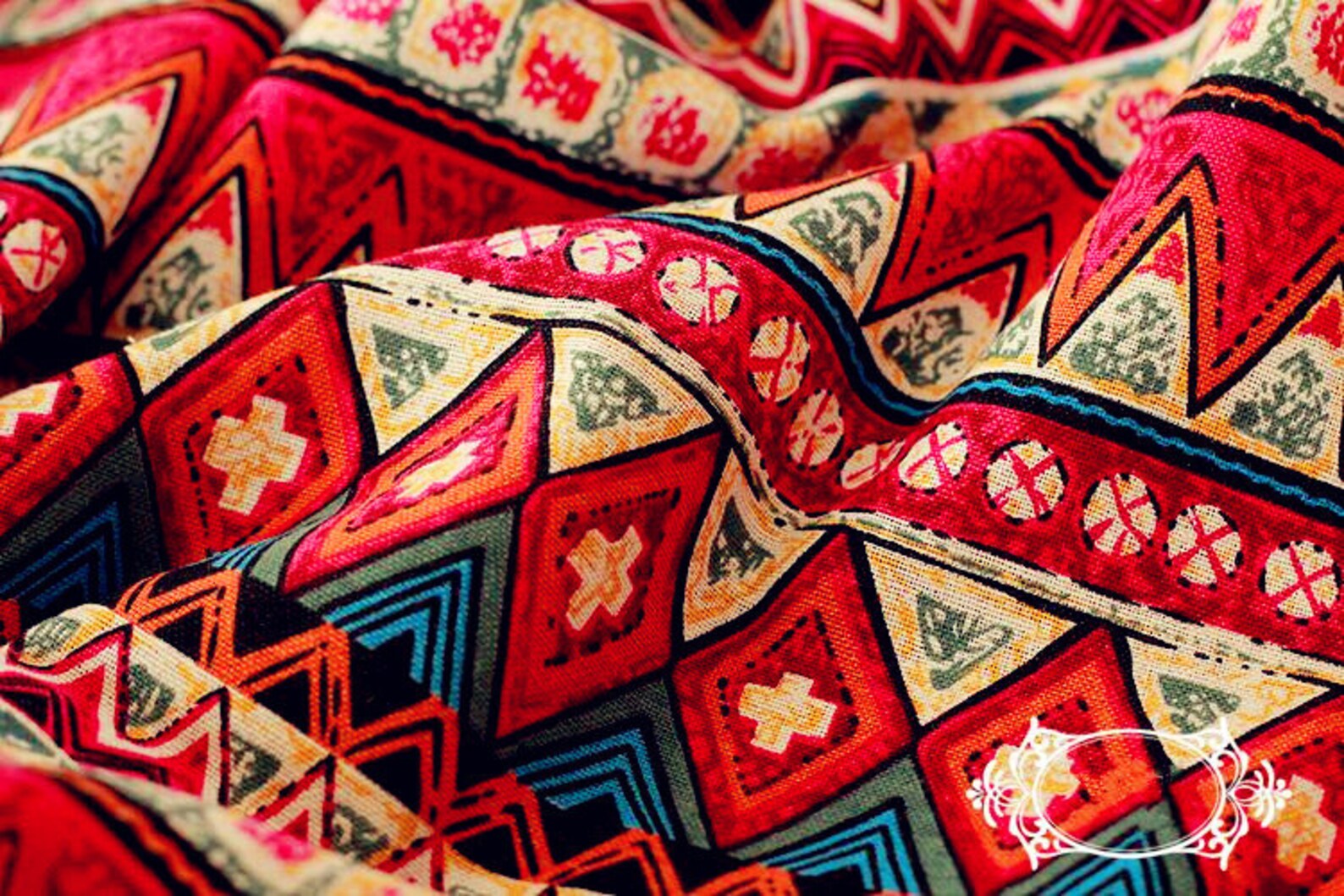 Vintage Bohemian BOHO Style Linen Cotton Fabric Colorful - Etsy