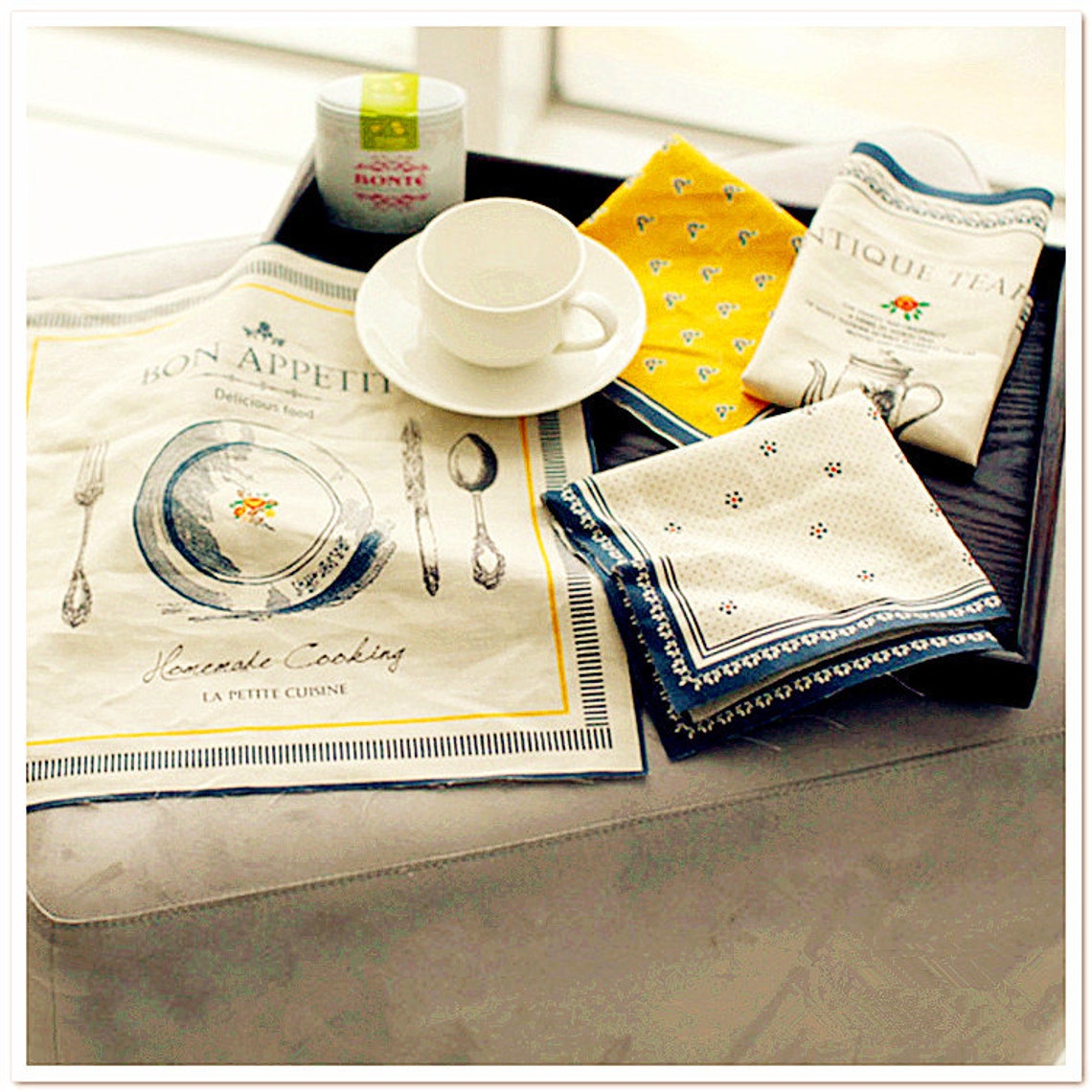 Kitchen Collection Linen Cotton Fabric Retro Kitchenware - Etsy