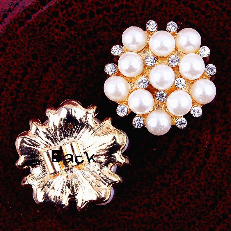 6pcs Crystal Brooch Pearl Button 22mm Rhinestone Buttons | Etsy