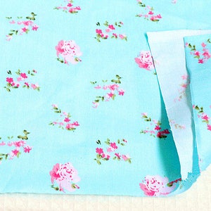 Rose Flower Cotton Fabric, Large Floral on Green Cotton Fabric for ...