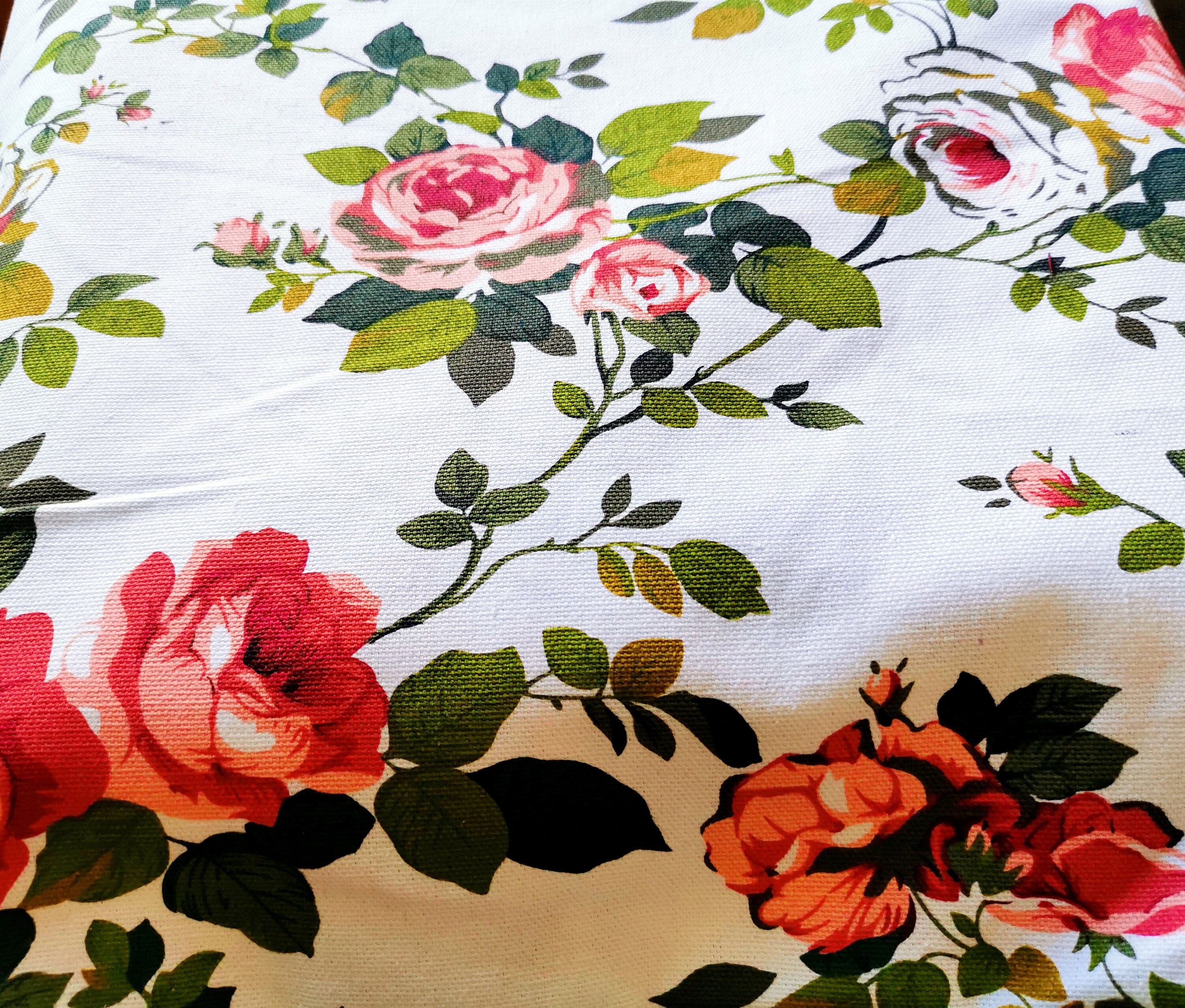 Flower Fabric Cotton Linen Fabric Shabby Chic Floral | Etsy