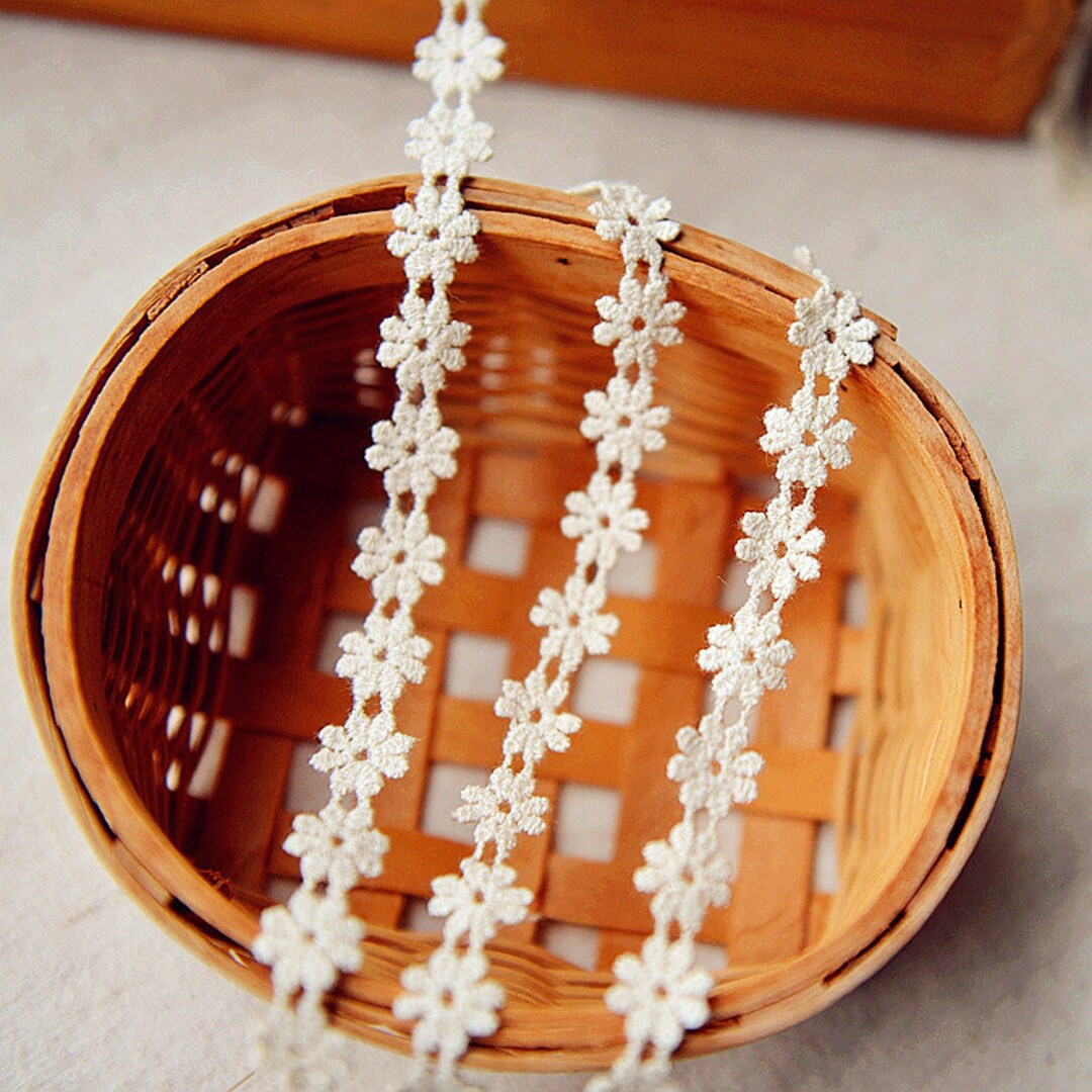 12mm Flower Lace Trim Daisy Floral Cotton Lace Trim Beige Flower ...