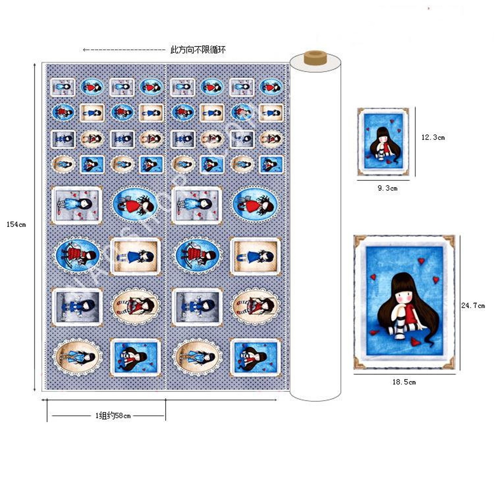 Cotton Linen Fabric Cartoon Illustration Cute Girls Fabric for - Etsy