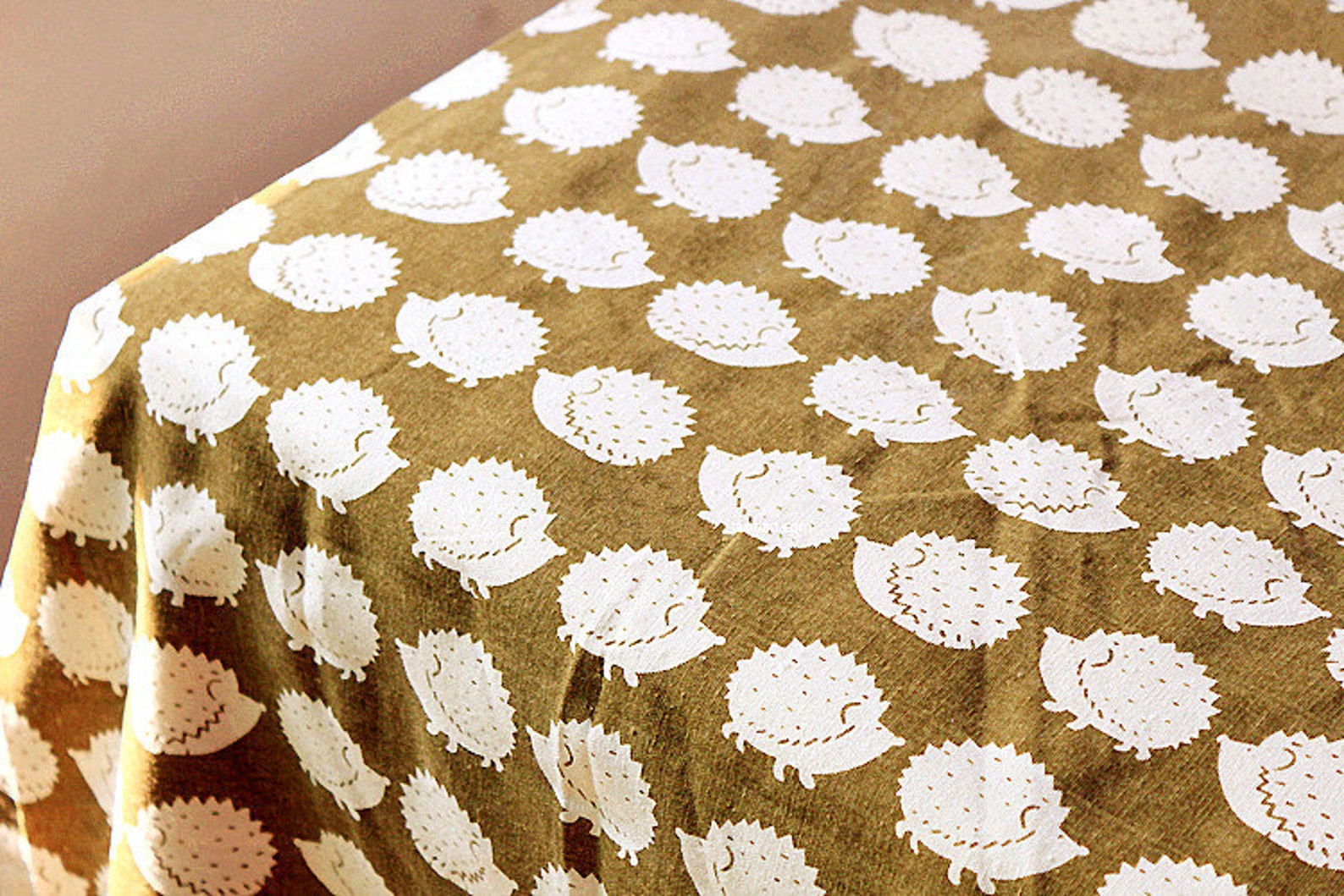 Animal Fabric Cotton Linen Fabric Cute Hedgehog Kids Children | Etsy