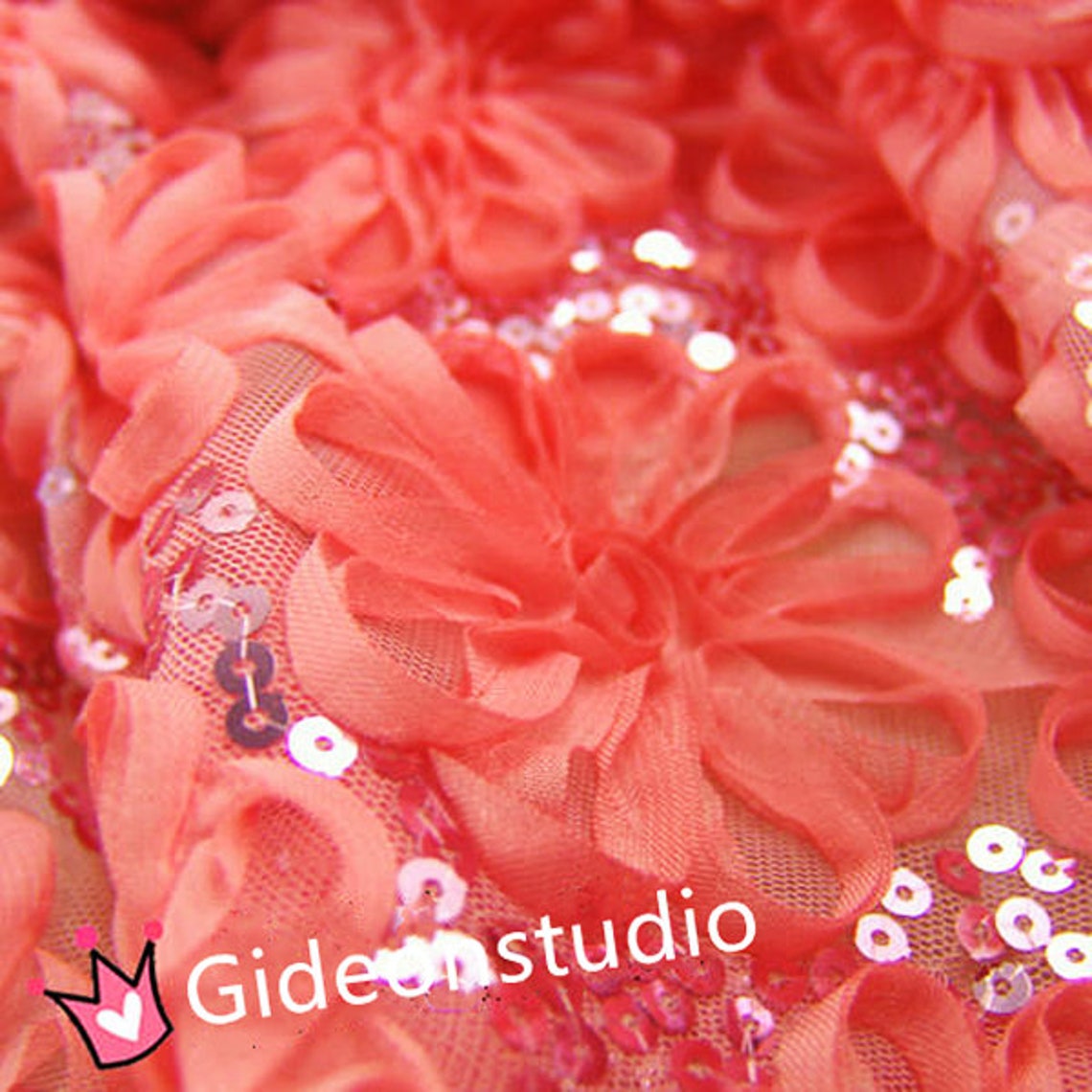 Red Lace Fabric 3D Floral Lace Flower Chiffon Wedding Bridal - Etsy