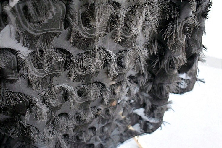 Feather Fabric White Black Feather Tassels Jacquard Fabric For | Etsy