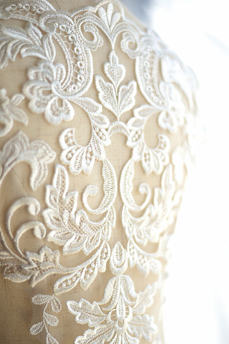 Floral Lace Applique off White Flower Fabric Lace Applique - Etsy