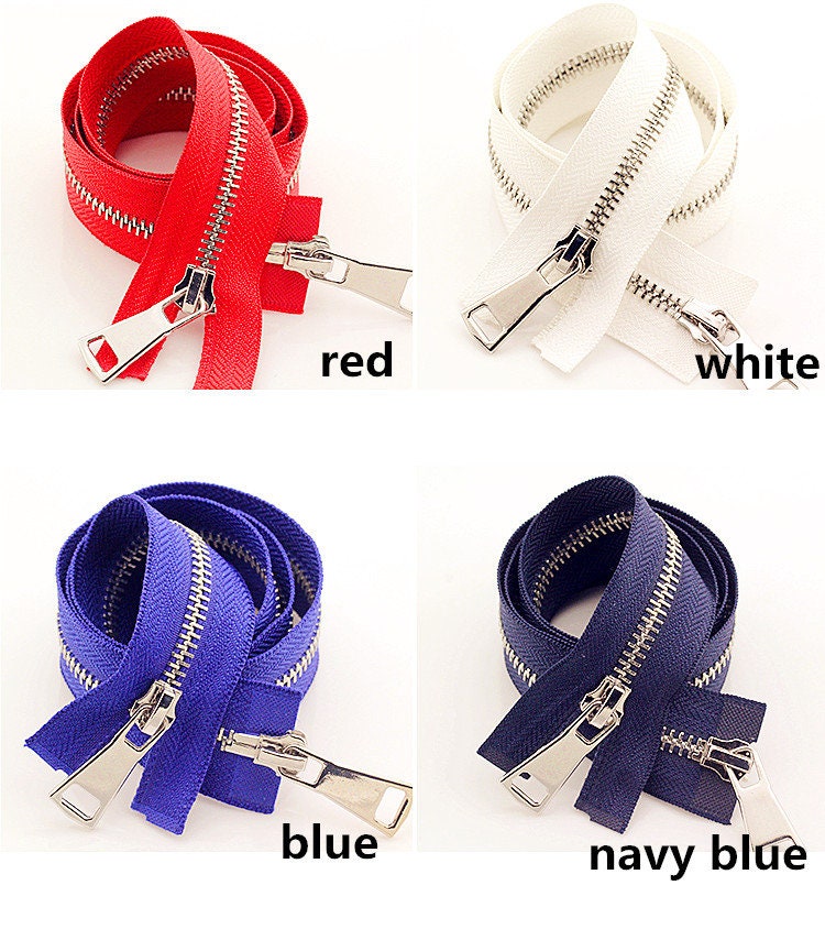 27 Inches Colorful Zippers Metal Zippers Double Zipper Silver - Etsy