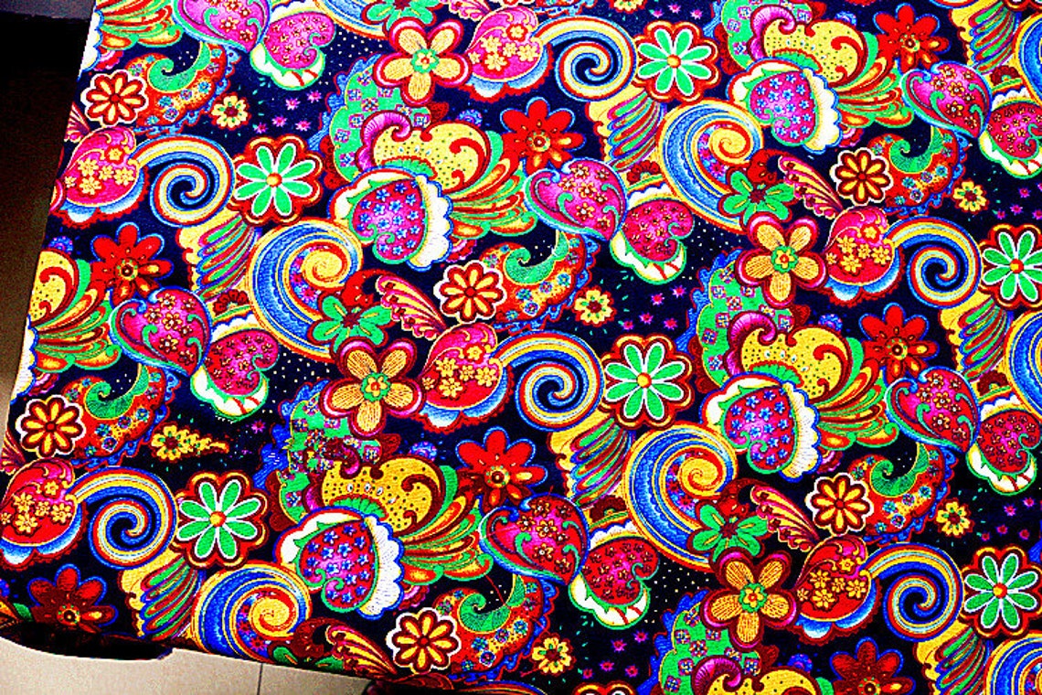 Bohemian Style Linen Cotton Fabric Colorful BOHO Fabric for | Etsy