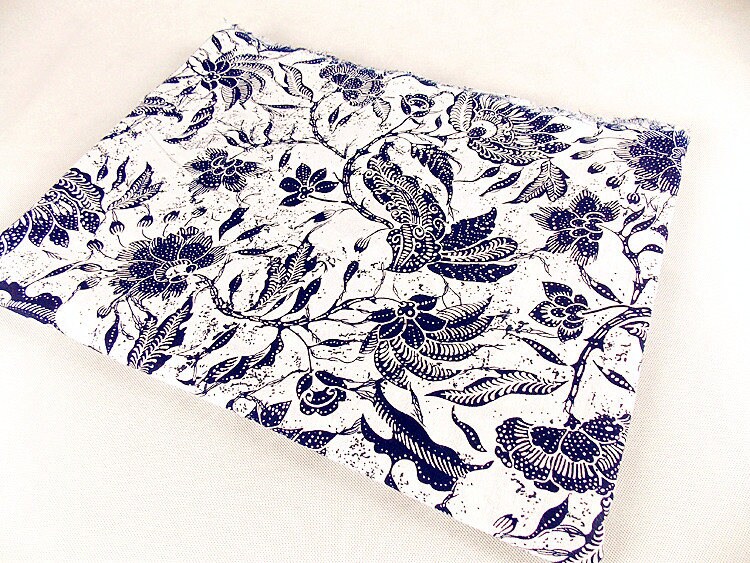 Blue Floral Cotton Linen Fabric Chinese Blue and White | Etsy