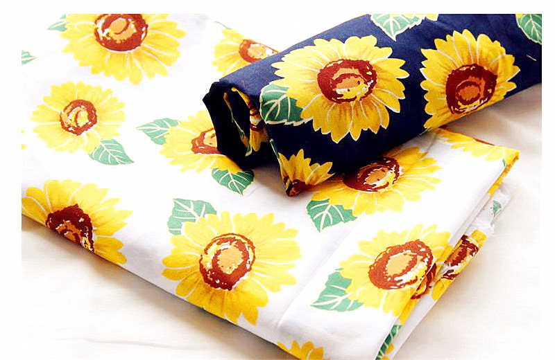 Sunflower Fabric Pure Cotton Fabric Shabby Chic Floral on | Etsy
