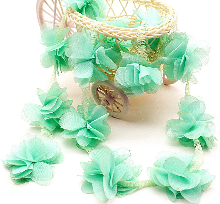 Chiffon Flower Lace Trim Ribbon Trim Red Green Yellow Bridal - Etsy