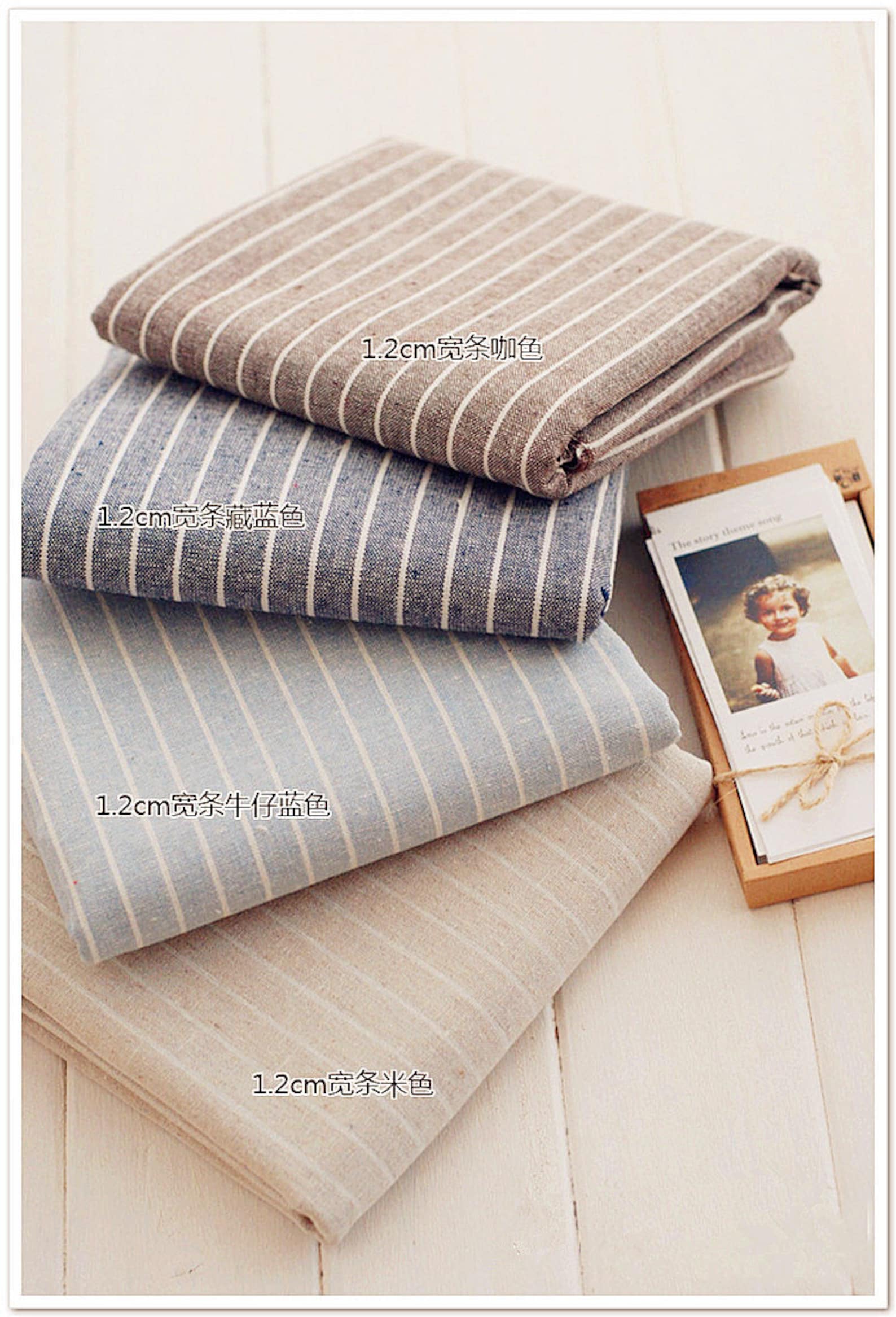 Stripe Fabric Cotton Linen Stripe Fabric Linen Cotton/ Linen | Etsy